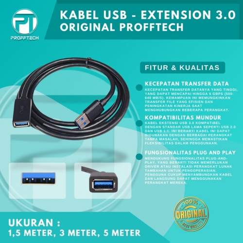Kabel USB Extension 3.0 High Speed Profftech 1,5 Meter